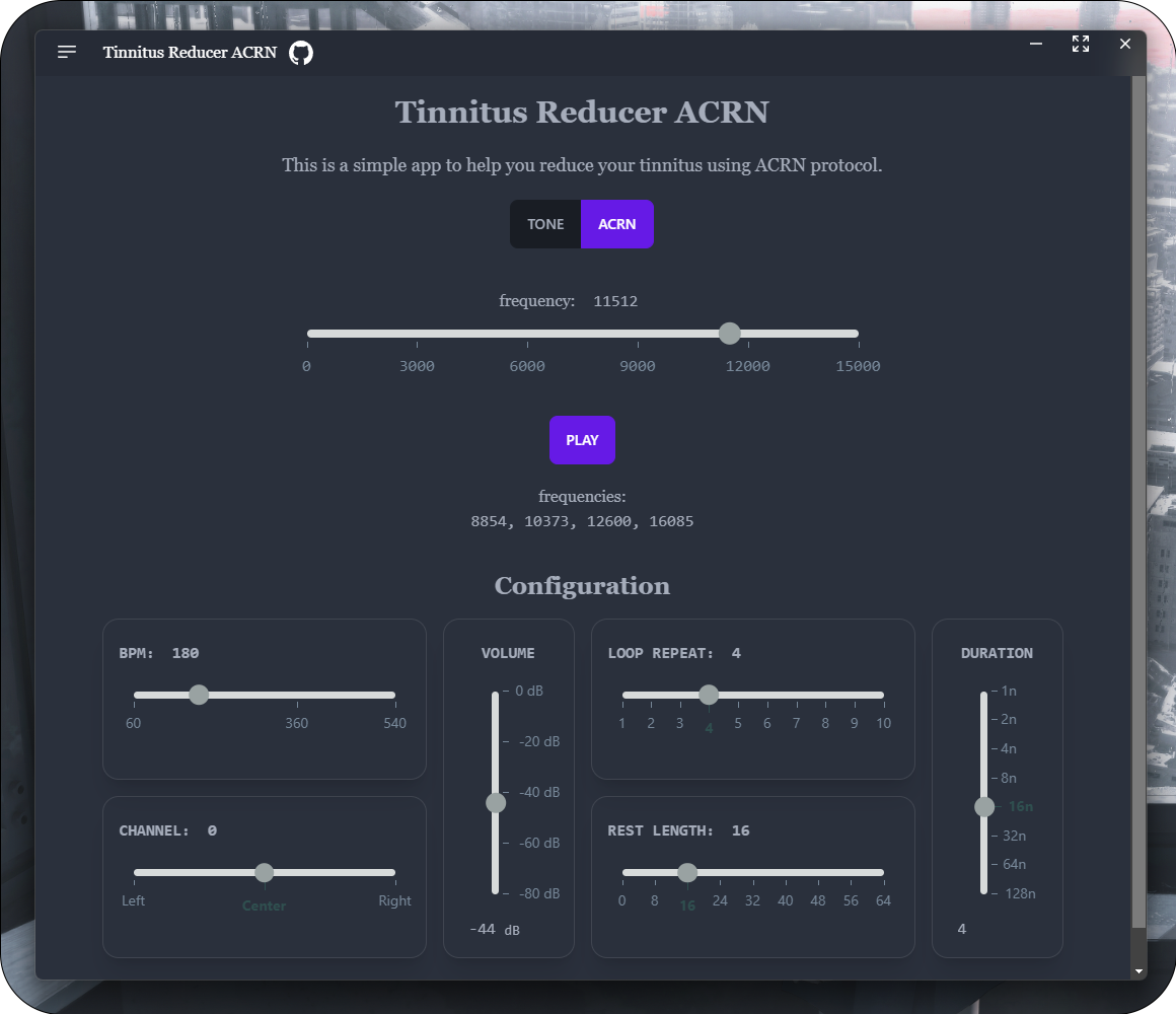 Tinnitus reducer ACRN